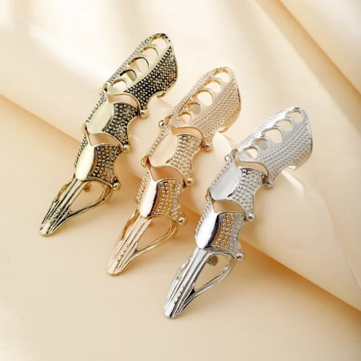 Men's Knuckle Joint Full Finger Double Ring Punk Rock Eagle Claw Armor ...