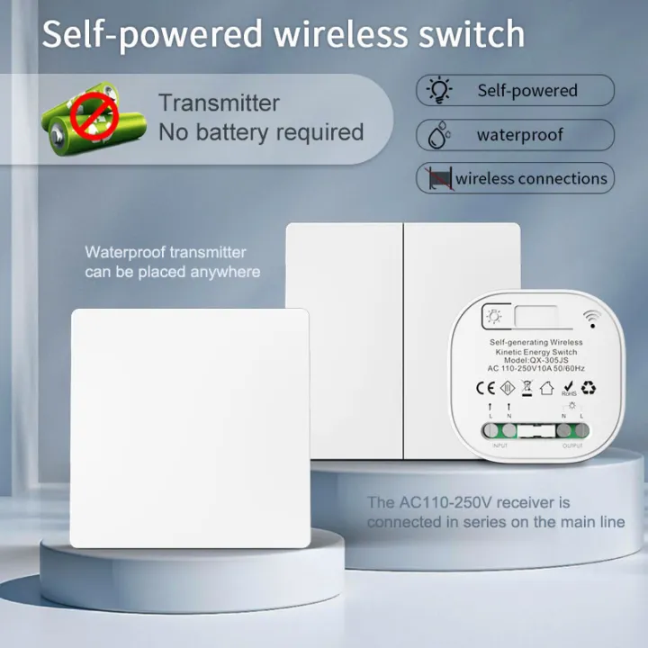 Self-powered Wireless Wall Switch No Battery Required 86Type RF433Mhz ...