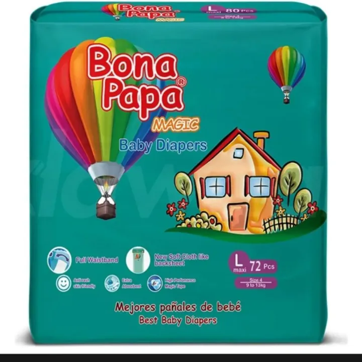 Bona Papa Magic Diapers Mega size 4 Large 72 Pcs | Daraz.pk