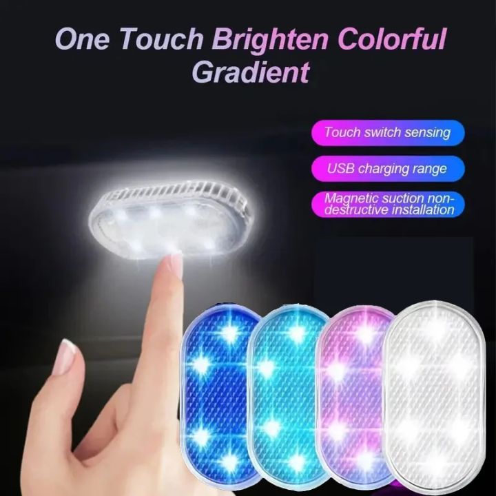 Car Interior Dome Light Finger Touch Sensor Mini LED Reading Lamp Roof ...