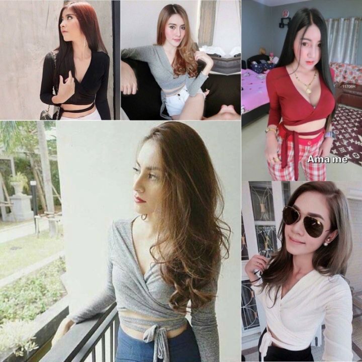 🌈Spinny House🌈Crop top, waist wrap, long sleeve, beautiful work, put out cute. rayon fabric ...