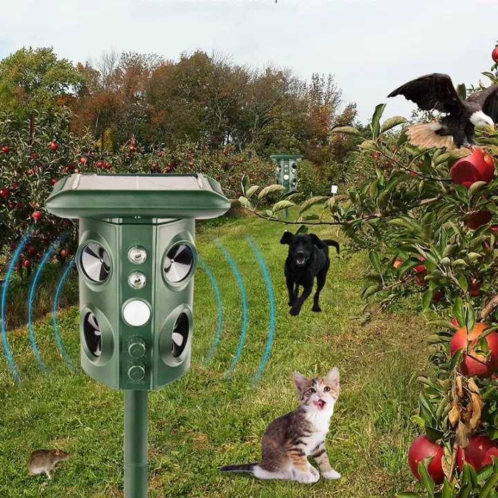Solar Animal Repeller with Frequency Conversion Ultrasonic LED Flash ...