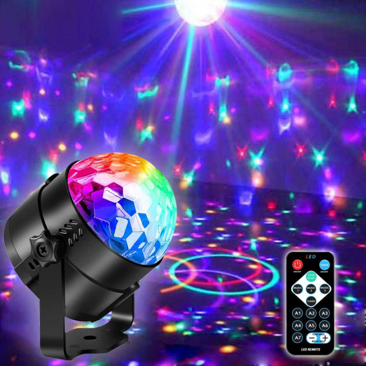 LED Stage Disco Light Rotating DJ Ball Strobe Remote Sound Control ...