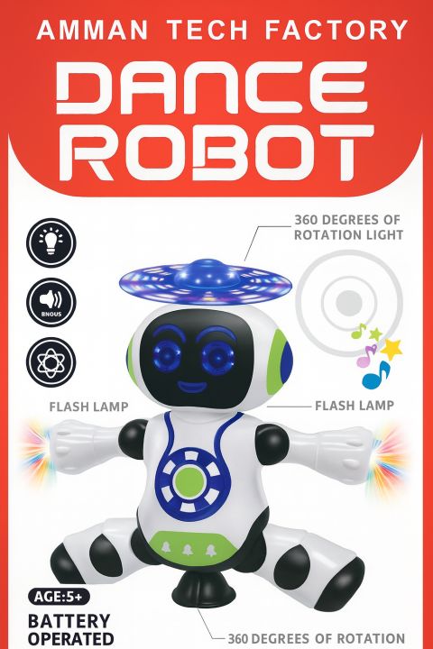 DANCING ROBOT WITH 360 ROTATING BEST TOY FOR KIDS 3+ | Daraz.pk