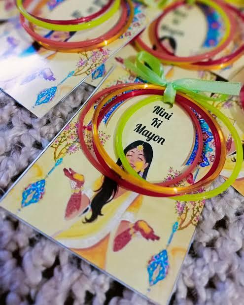 customize mehndi card with set of 4 bangles | Daraz.pk