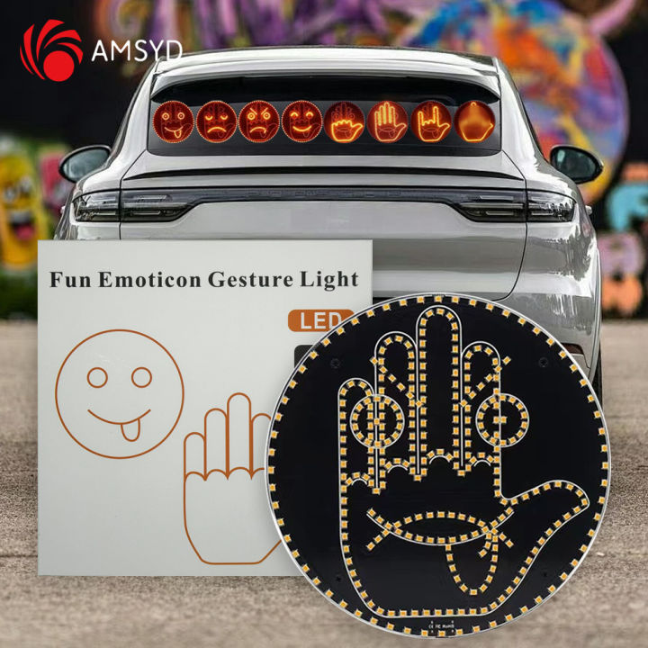 Car Funny Remote Control Facial Expression LED Light Rear Window Multi ...