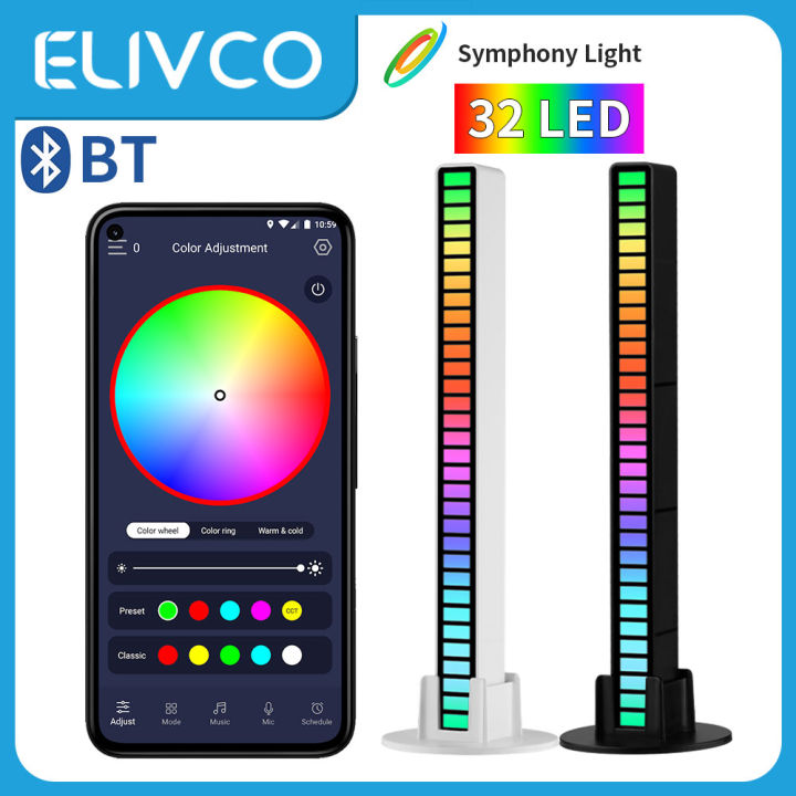 32 LEDS Smart RGB Light Bar LED Light Music Rhythm Ambient Pickup Lamp ...