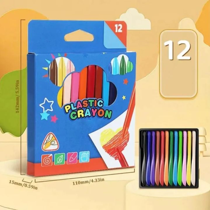 Plastic Crayons 12 pcs Drawing color | Daraz.pk
