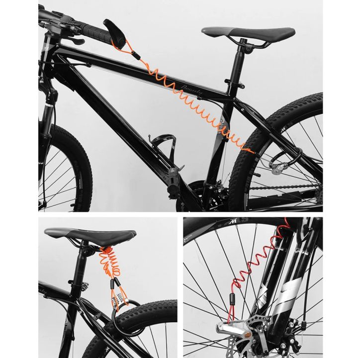 Bike Spring Cable Lock Anti-Theft Rope Alarm Disc Lock Bicycle Security ...
