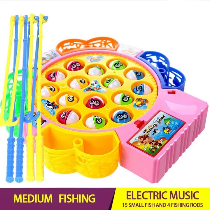 an Electric Fishing Game Toy Set for children, featuring a rotating ...