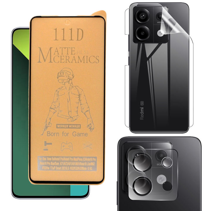 Xiaomi Redmi Note 13 Pro 3 in 1 Combo: Ceramic Matte Glass + Back Clear ...