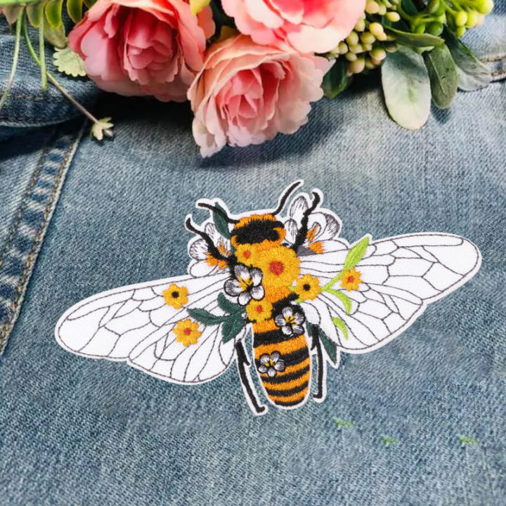 1PC Pollinator Bee Embroidered Patch Iron On Cute Animal Motivating ...