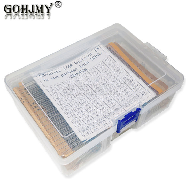 2600pcs 130values*20PCS 1/6W 1% Metal Film Resistors Assorted Pack Kit ...
