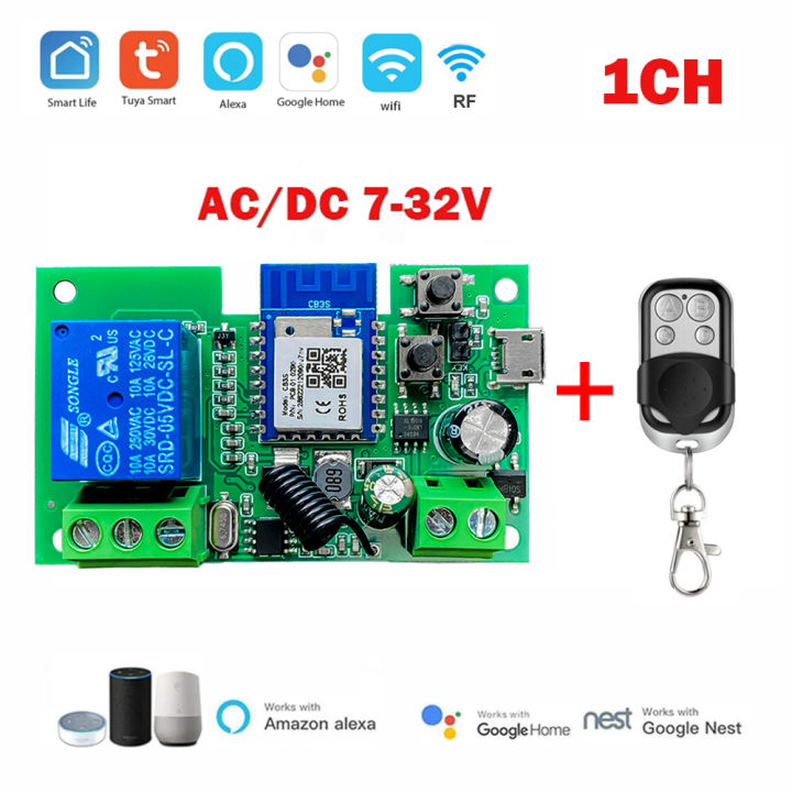 Tuya WIFI Gate Garage Door Opener Smart Switch Controller DC 12V 24V ...