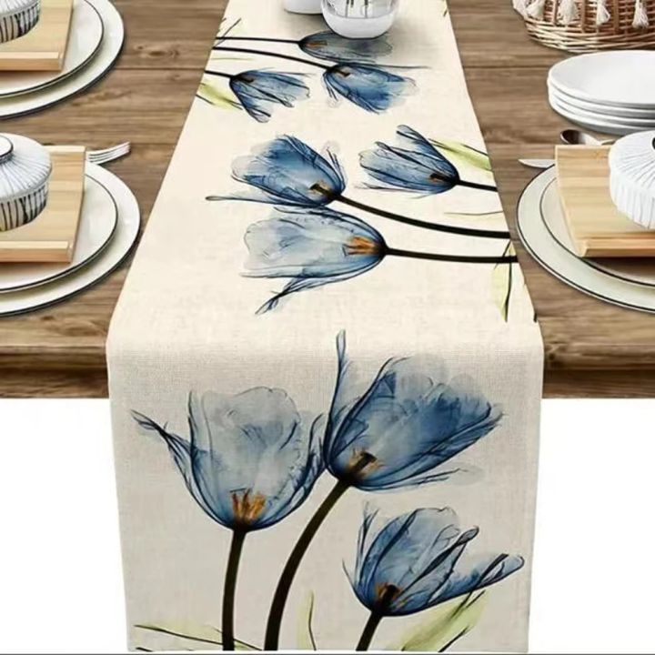 Tulip Linen Table Rustic Farmhouse Style Table Runner 13X70 Inch ...