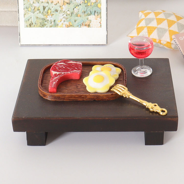 [JN] 1Set Dollhouse Simulated Steak Red Wine Glass Pasta Kit Model ...