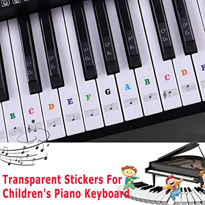 88/61/54/49/37 Keys Transparent Stickers For Children'S Piano Keyboard ...