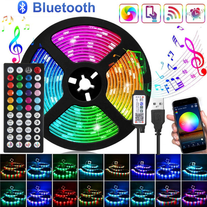 USB 5V Strip Led Lights Tape RGB 5050 Led Wall Room APP Remote Control ...