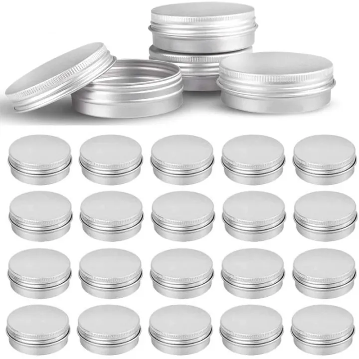 10Pcs 5g 10g 15g 20g 30g 50g Empty Silver Aluminum Tins Cans Screw Top Round Candle Spice Tins ...