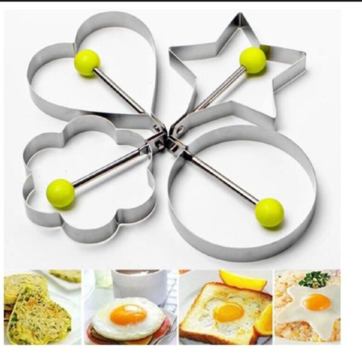 Fried Egg Cooking Mold Different Shaper 4 Pcs Stainless Steel Kitchen ...