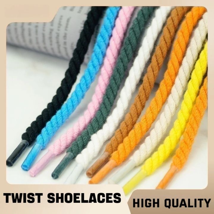 New Round Shoelaces 0.6CM Thicker Cotton Shoelace Twisted Rope Laces ...