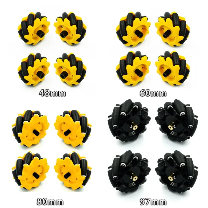 Diy Motor Car Kit 60mm Yellow Mecanum Wheels - 2 Pair Omni-Directional ...