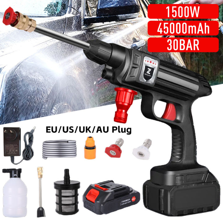 1500W Cordless High Pressure Car Wash Gun Washer 4000mAh 30Bar Foam Generator Water Gun Spray ...