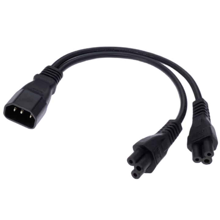 Power Y Type Splitter Adapter Cable Single IEC 320 C14 Male to Dual C5 ...