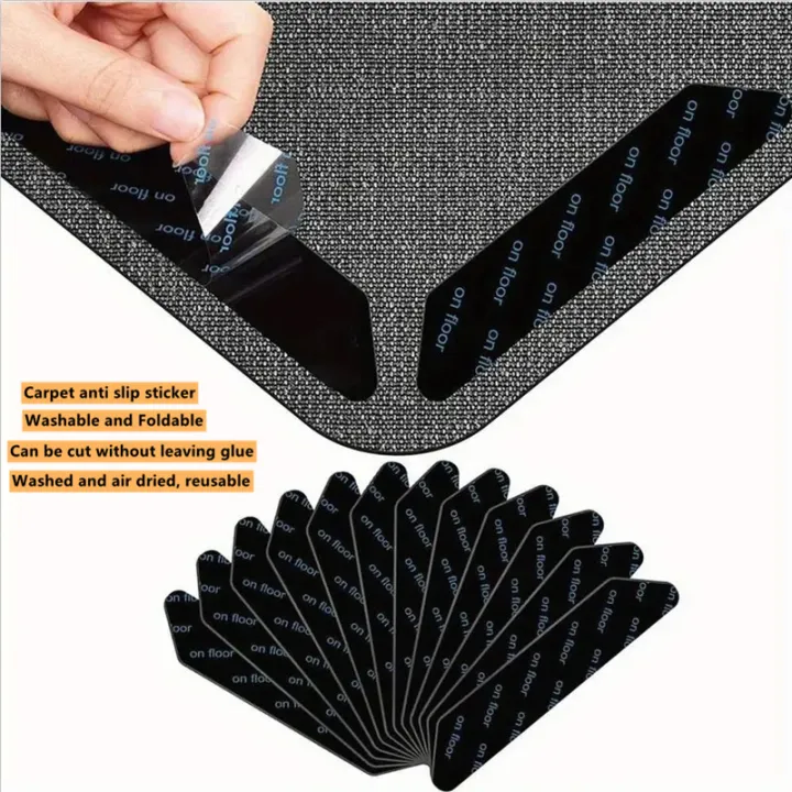 8PCS Carpet Non-slip Sticker Reusable Washable Anti Curling Carpet ...