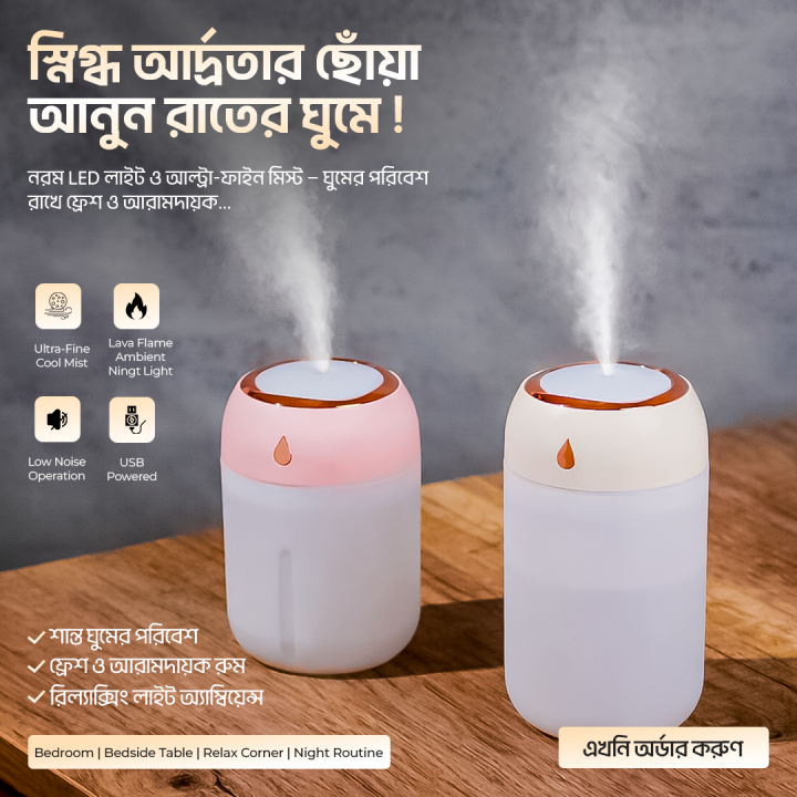 Premium Dual Mode Humidifier With Luminous Light | Daraz.com.bd