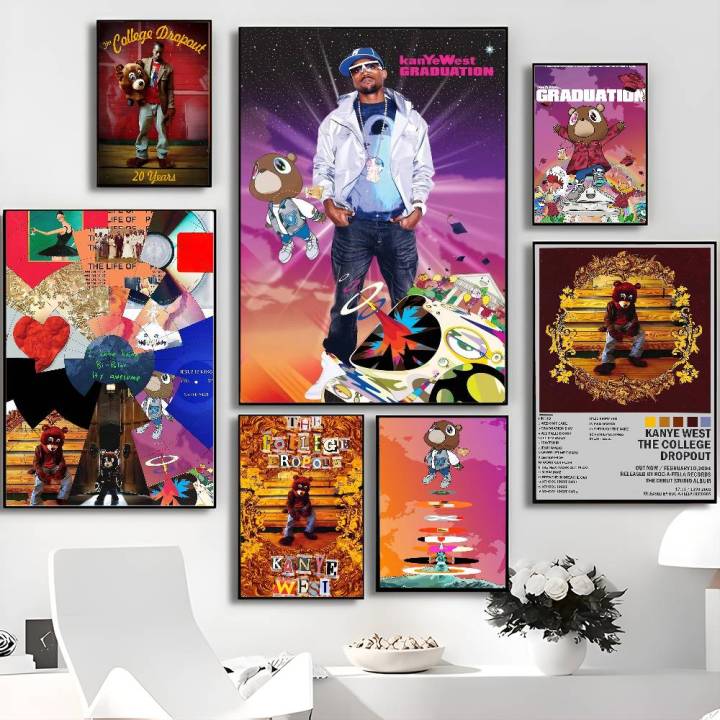 Kanye West Ye Rapper Vintage Posters Sticky Retro Kraft Paper Sticker ...