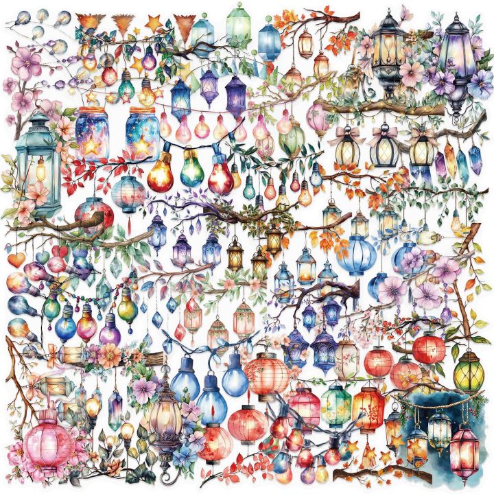 50Pcs Lanterning PET Plastic Stickers Decorative Phone Cases, Laptops ...