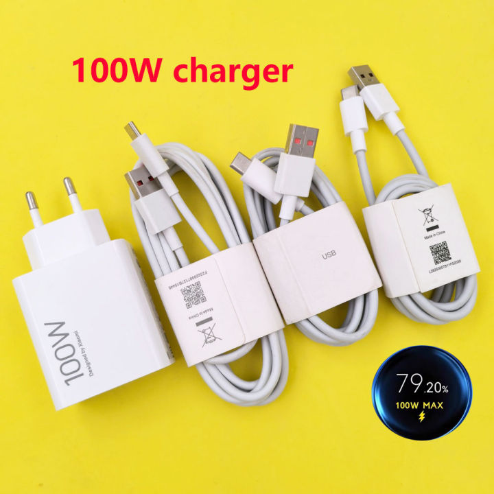 Xiaomi 100W Charger QC3.0 Turbo Fast Charge EU Adapter Usb Type C Cable ...
