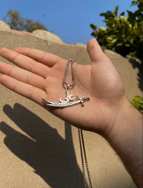 "Stainless Steel Zulfiqar Sword Pendant Necklace | Islamic Ali Sword ...
