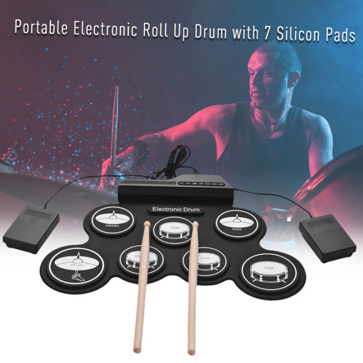 Electronic Drum Set USB Roll-Up Silicon Drums Pad Digital Foldable ...