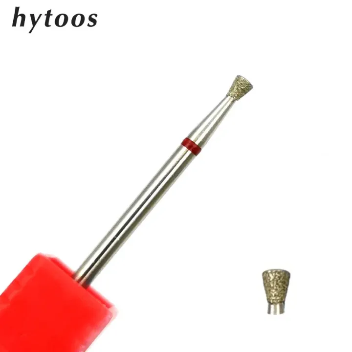 HYTOOS Inverted Cone Nail Drill Bits Fine Diamond Cuticle Clean Burr ...