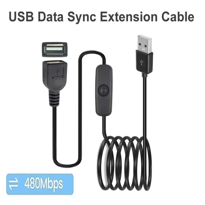 USB Switch Extension Cable, (Data + Power) USB Extension Cord with On ...