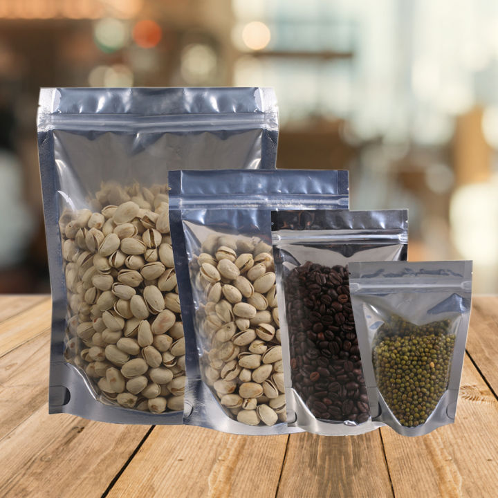 20 pcs silver standup pouch, ziplock standup pouch bags front side ...