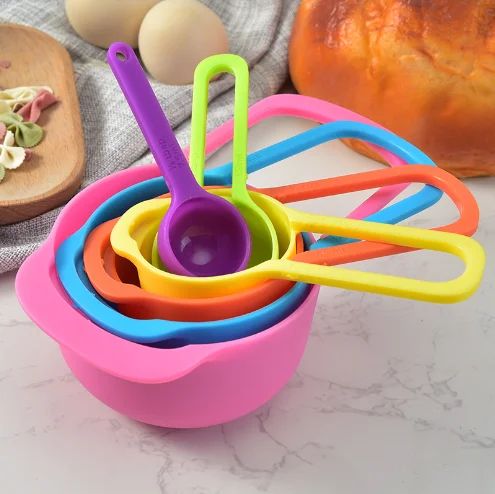 6 Colorful Measuring Cups and Spoons Set – Stackable Kitchen Measuring ...
