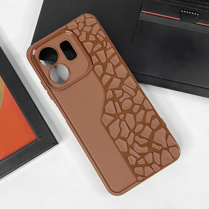 Infinix Smart 9 cover - Dark Brown - Luxury Stone Pattern Smartphone ...