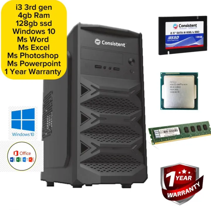 Computer CPU set i3 3rd gen Cpu only 4gb Ram/128gb ssd/Window 10/Office ...