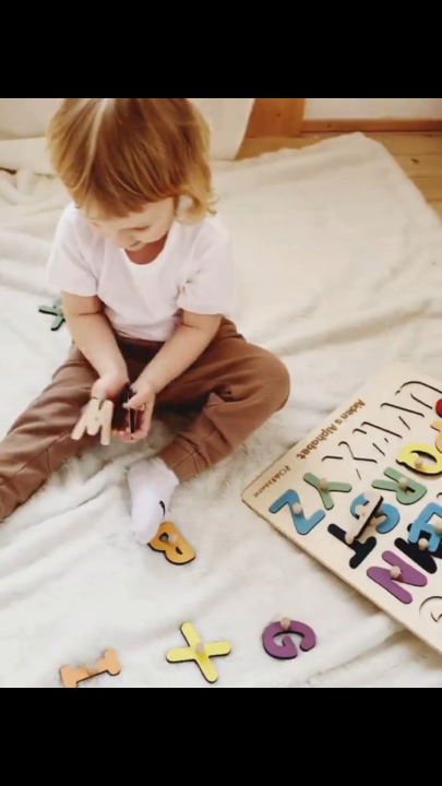 Kid's Learning Wooden alphabet | Puzzles & Numbers Count Board ...