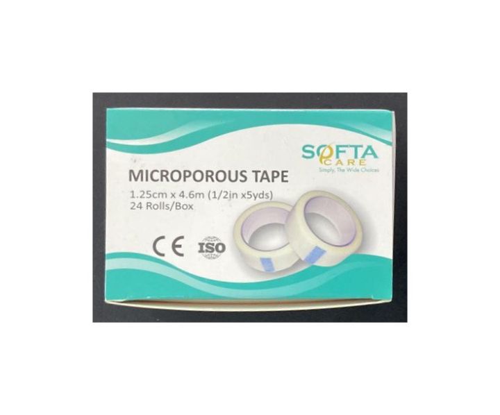 SOFTA CARE MICROPOROUS TAPE 1.25cm x 4.6m (1/2in ×5yds) 24 Rolls/Box ...