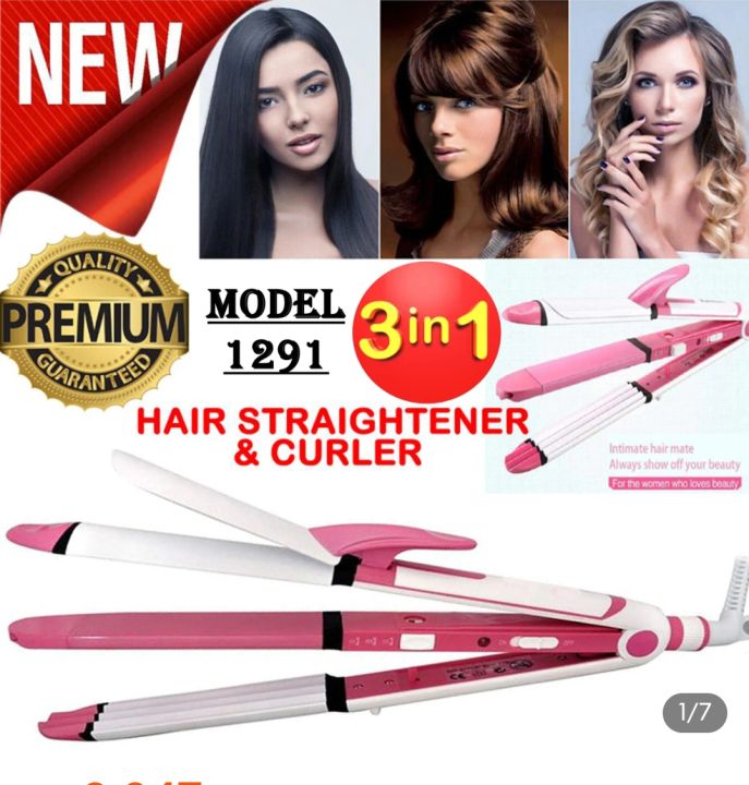 Original 3 in 1 ( 1291 )Professional Hair Straightener Hair Curler ...