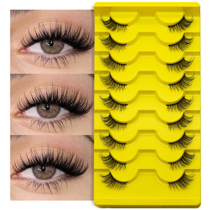 GROINNEYA Half Lashes 5/7/10 Piars Half Lashes Soft Natural Cat Eye ...
