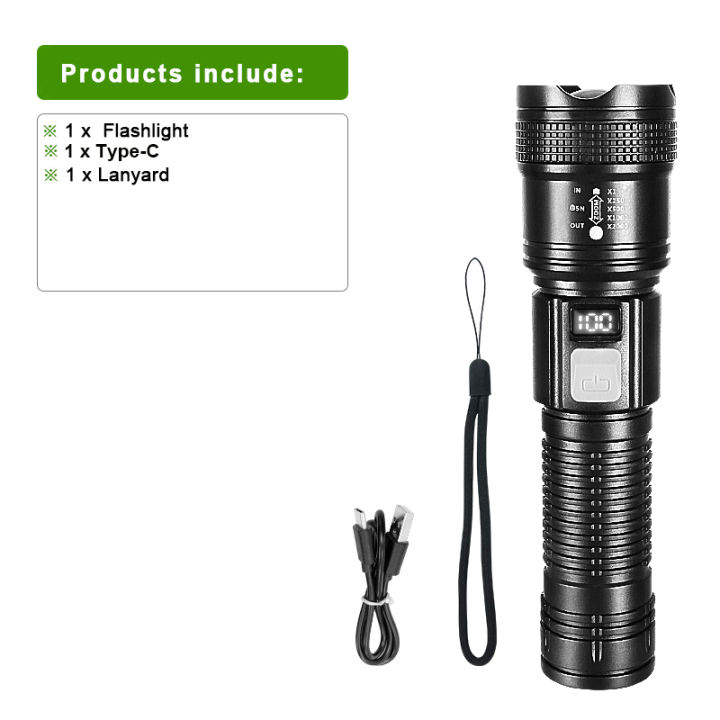 NEW 6800000LM 500W/300W High Power LED Flashlights Rechargeable Flash ...