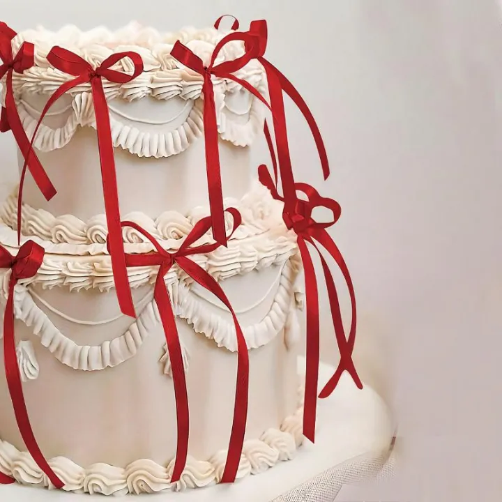 10Pcs Bow Ribbon Cake Decoration Desserts Home Decor Birthday Party ...
