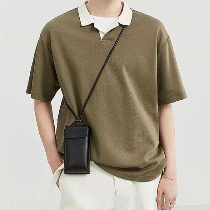 Becoolman-men's Korean style simple and easy to match polo shirt ...