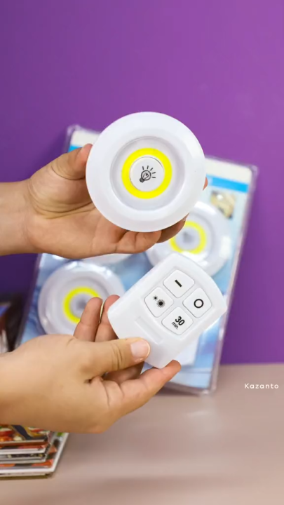 3pcs Battery Operated Dimmable LED Under Cabinet Light COB LED Puck ...