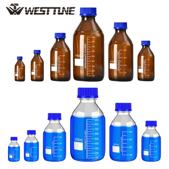 Westtune GL45 Brown&Transparent Glass Reagent Bottle 25ml-1000ml Leak ...